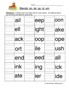 S Blends Worksheet - Have Fun Teaching