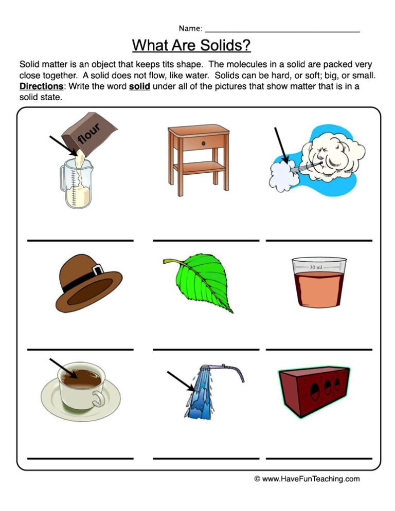 What are Solids? Worksheet - Have Fun Teaching