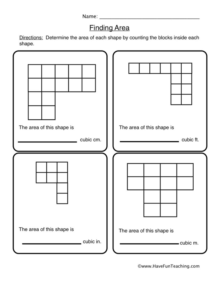 Finding Area of Irregular Shapes Worksheet - Have Fun Teaching