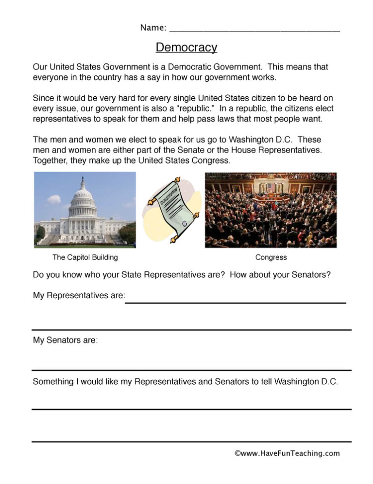 Democracy Worksheet - Have Fun Teaching