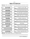 Matching Adjectives Worksheet - Have Fun Teaching