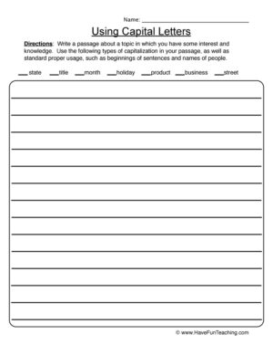 Capital Letters Writing Worksheet - Have Fun Teaching