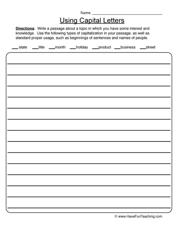 Capitalization Worksheets - Have Fun Teaching