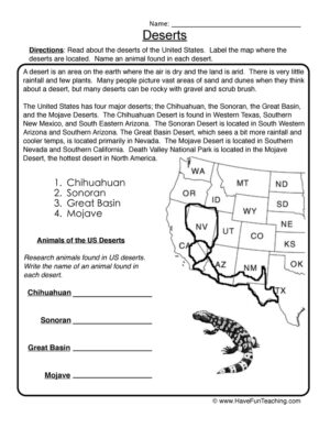 Desert Map Worksheet - Have Fun Teaching
