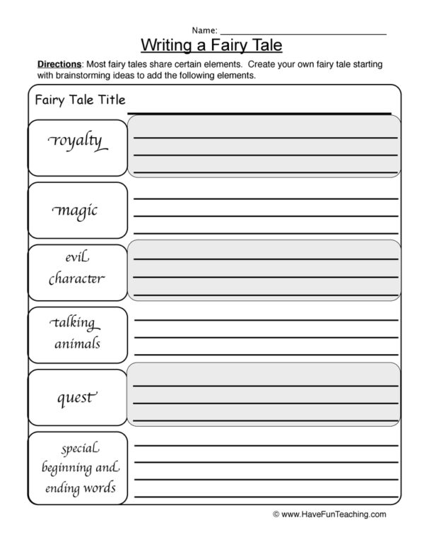Fairy Tales Planning Page Worksheet - Have Fun Teaching