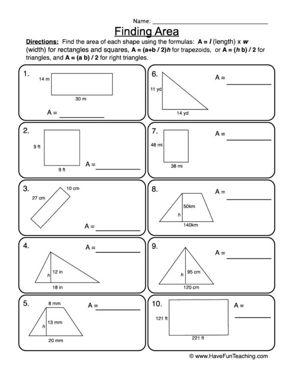 Finding Different Shapes Area Worksheet Have Fun Teaching Finding Different Shapes Area Worksheet Have Fun Teaching