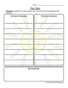 Our Sun Worksheet - Have Fun Teaching