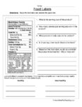 Reading Food Labels Worksheet - Have Fun Teaching