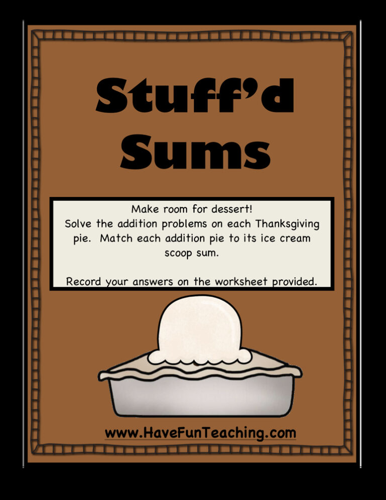 Stuffd Sums Thanksgiving Activity - Have Fun Teaching