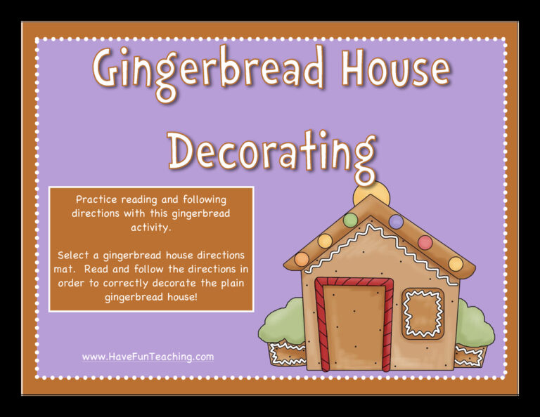 Gingerbread House Decorating Following Directions Activity - Have Fun ...