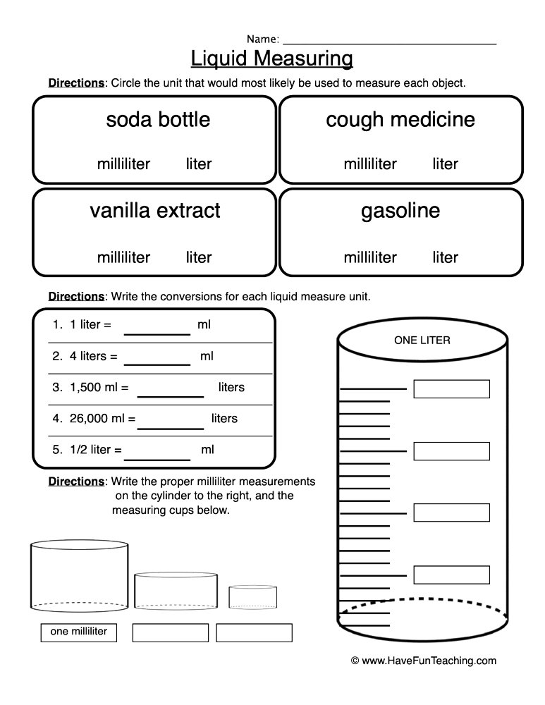 Liters And Milliliters Worksheets Grade 2 Liters And Milliliters Worksheets Grade 2