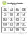 Add Thousandths Decimal Worksheet - Have Fun Teaching