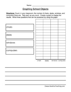 Graphing School Objects Worksheet - Have Fun Teaching