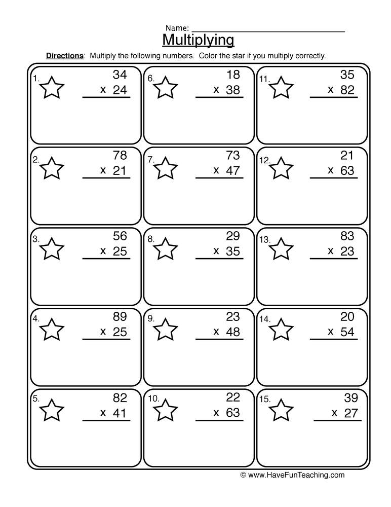 Multiplication 2 Digit Worksheet Have Fun Teaching