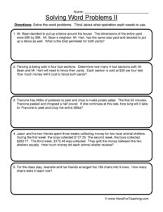 Solving Mixed Review Word Problems Worksheet - Have Fun Teaching