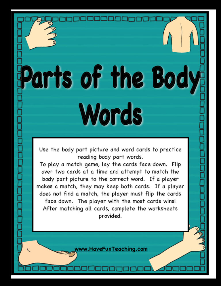 Body Parts Matching Activity - Have Fun Teaching