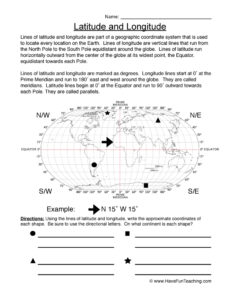 Using Latitude and Longitude Worksheet - Have Fun Teaching