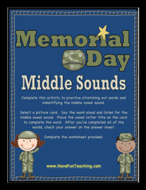 Memorial Day Middle Sounds Activity - Have Fun Teaching