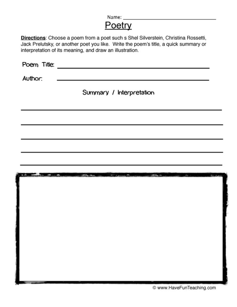Poetry Response Worksheet Have Fun Teaching Poetry Response Worksheet Have Fun Teaching