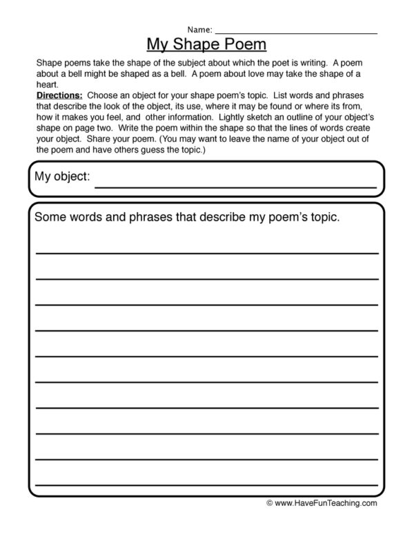 My Shape Poem Worksheet - Have Fun Teaching