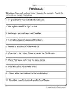 Writing New Predicates Worksheet - Have Fun Teaching