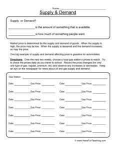 Supply & Demand Worksheet - Have Fun Teaching