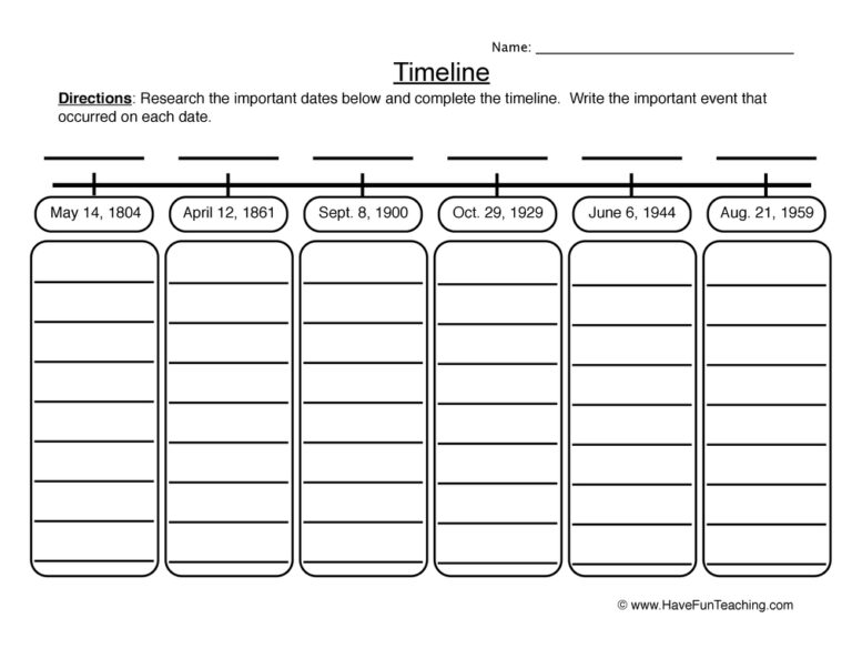 Historical Timeline Worksheet - Have Fun Teaching