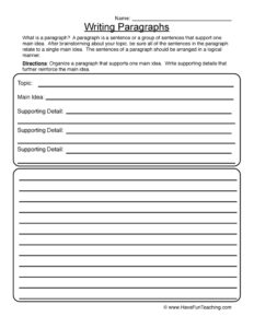 Organizing Writing Paragraphs Worksheet - Have Fun Teaching