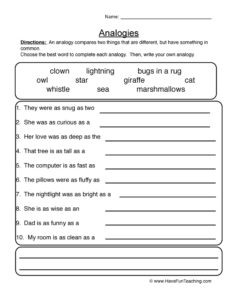 Analogies Word Bank Worksheet - Have Fun Teaching