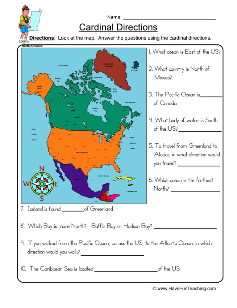 Cardinal Directions Worksheet - Have Fun Teaching