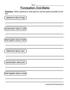 Punctuation Worksheets - Have Fun Teaching