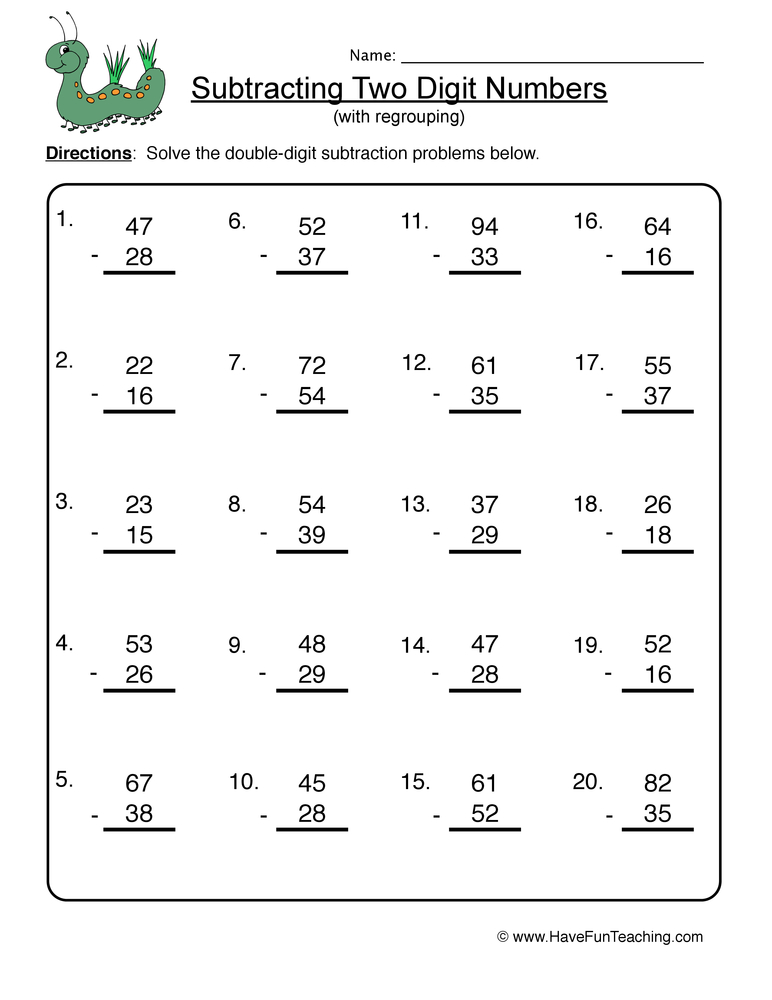 Subtraction Worksheets Have Fun Teaching