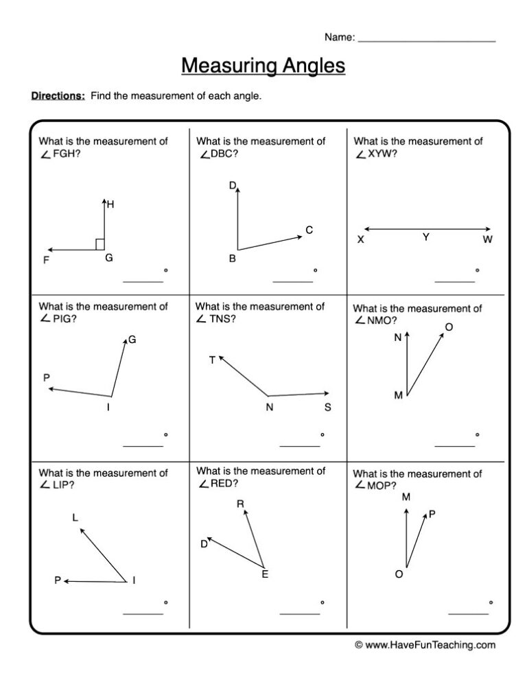 Measuring Angles Worksheet - Have Fun Teaching