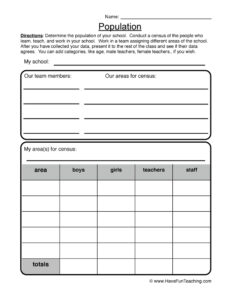 Population Collection Worksheet - Have Fun Teaching