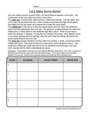 Sound Worksheets - Have Fun Teaching