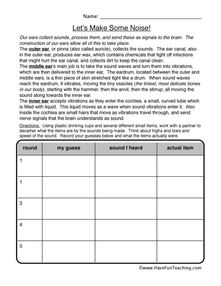 Sound Worksheets - Have Fun Teaching