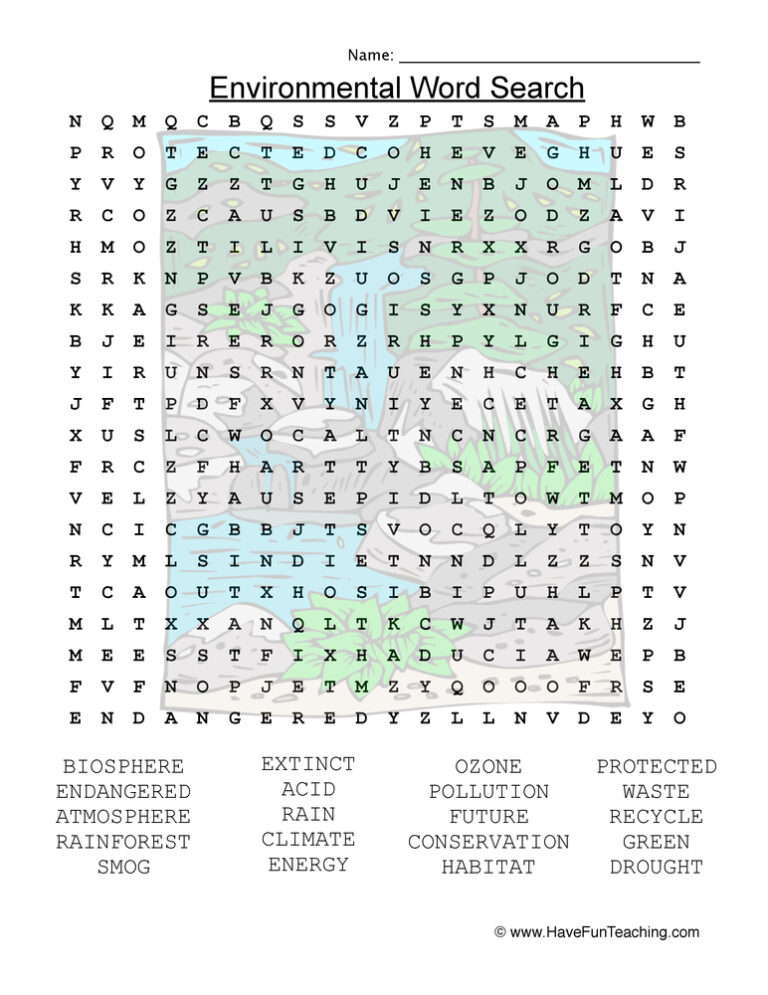 Environment Worksheets - Have Fun Teaching