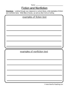 Fiction and Nonfiction List Worksheet - Have Fun Teaching