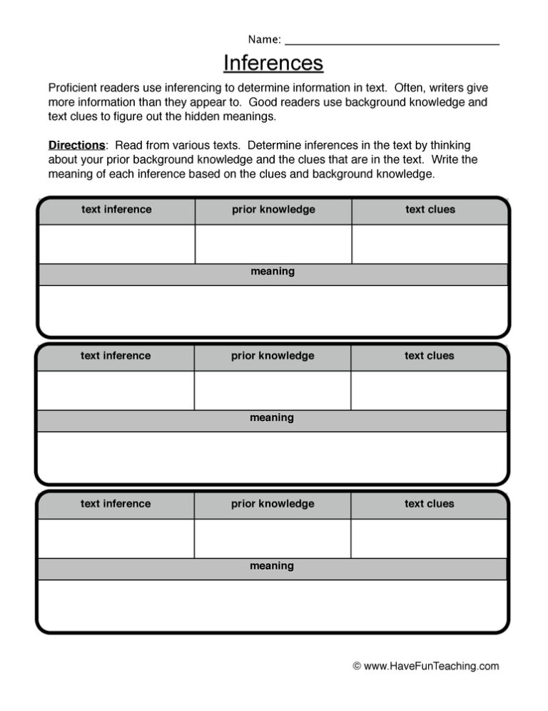 Inference Graphic Organizer Worksheet - Have Fun Teaching