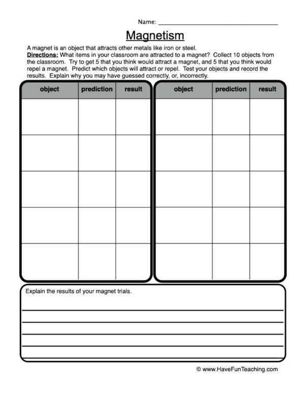 Magnet Worksheets - Have Fun Teaching