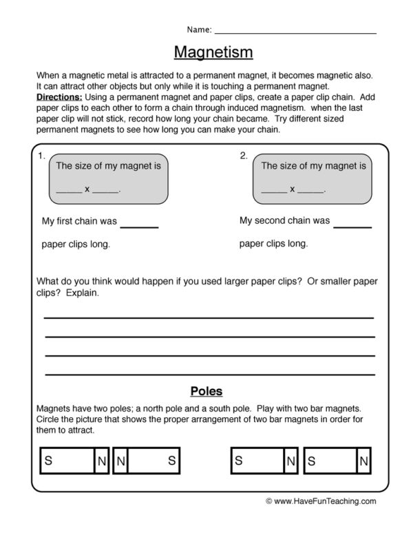 Magnet Worksheets - Have Fun Teaching