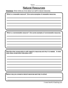Natural Resources Writing Worksheet - Have Fun Teaching