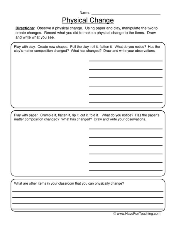Matter Worksheets - Have Fun Teaching