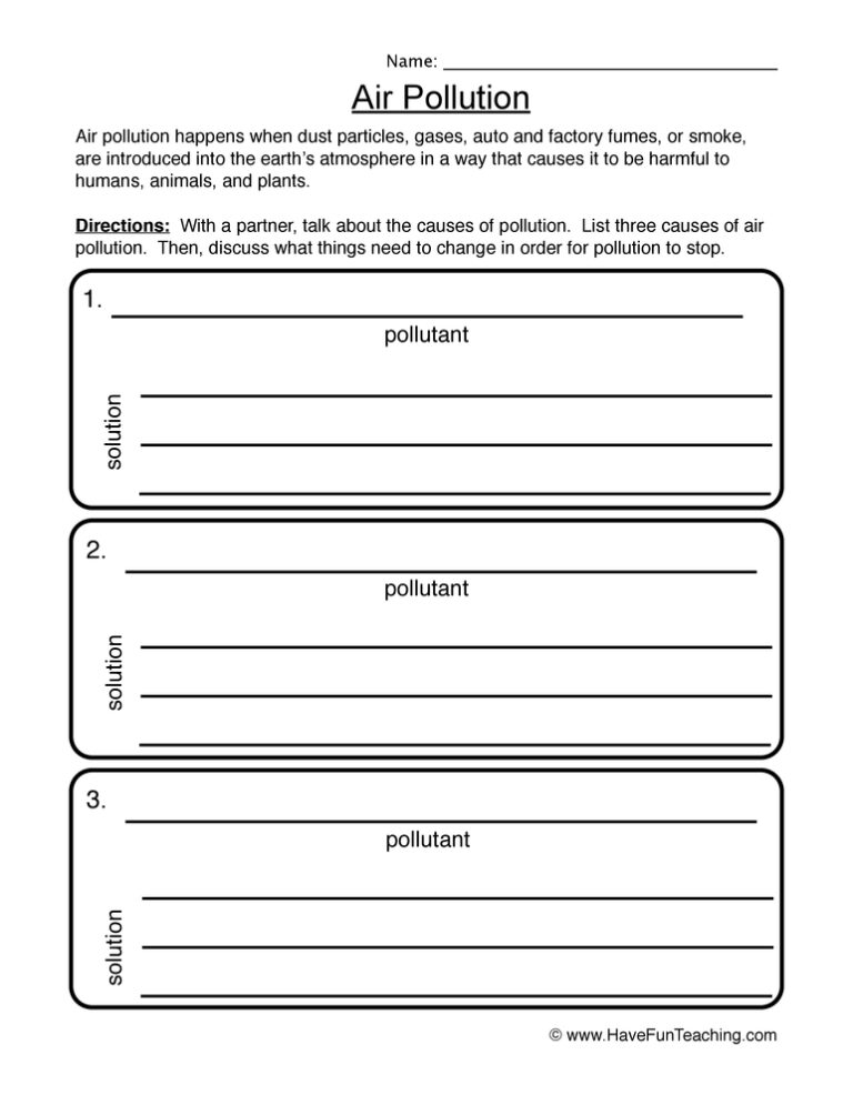 Air Pollution Worksheet - Have Fun Teaching