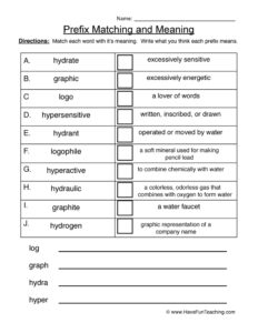 Prefix Fill in the Blank Worksheet - Have Fun Teaching