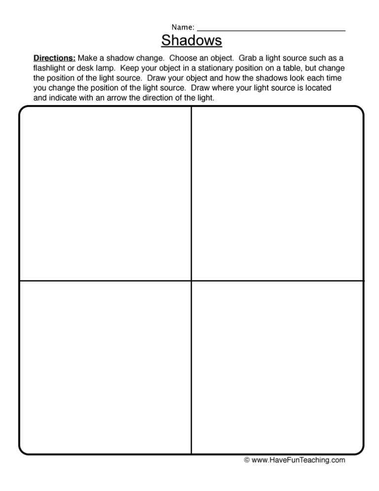 Shadows Movement Worksheet - Have Fun Teaching