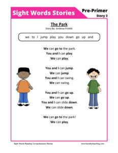 The Park Pre-Primer Sight Words Reading Comprehension Worksheet - Have ...