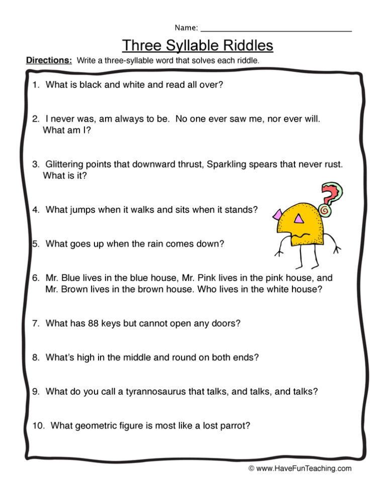 Syllable Worksheets - Have Fun Teaching