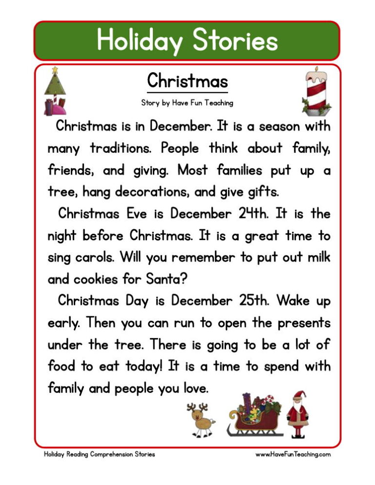 Christmas Reading Comprehension Worksheet - Have Fun Teaching