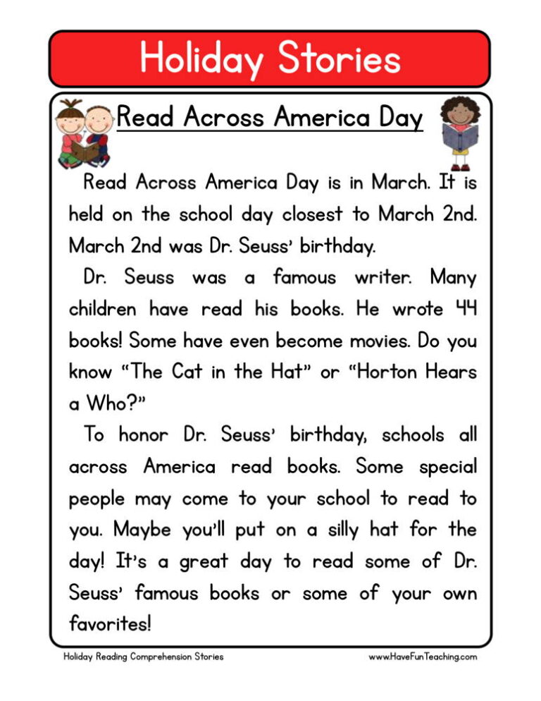 Read Across America Day Reading Comprehension Worksheet - Have Fun Teaching
